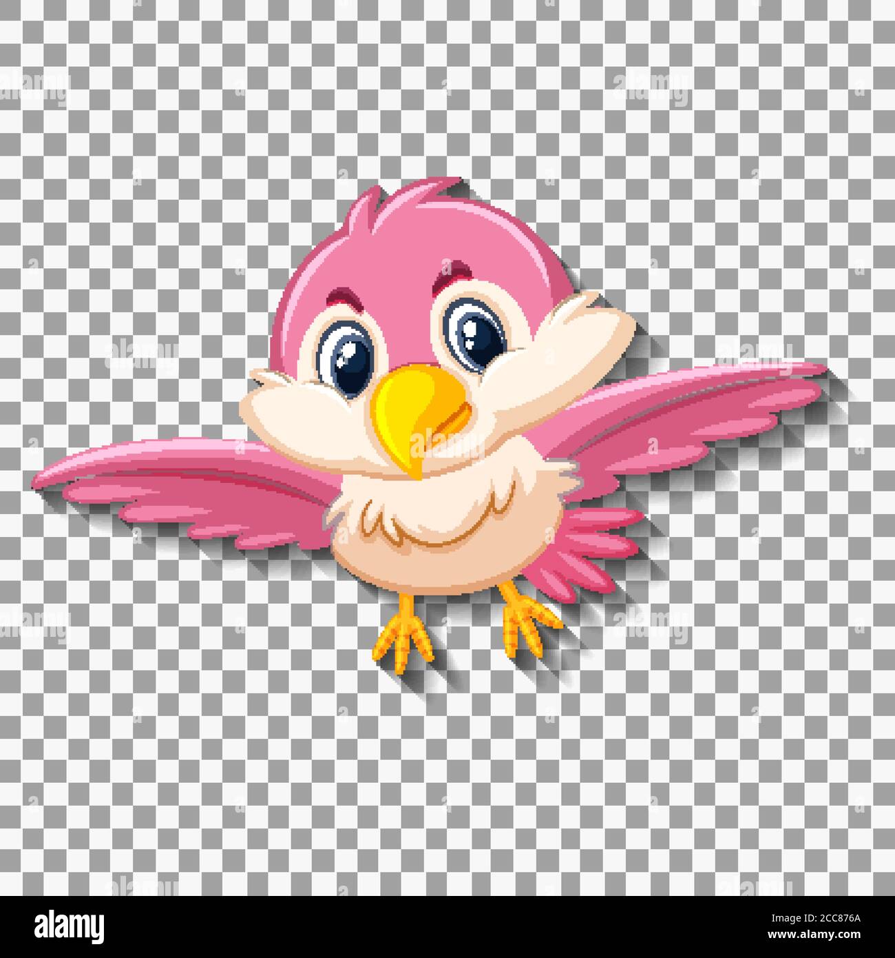 Cute pink bird cartoon character illustration Stock Vector Image & Art ...