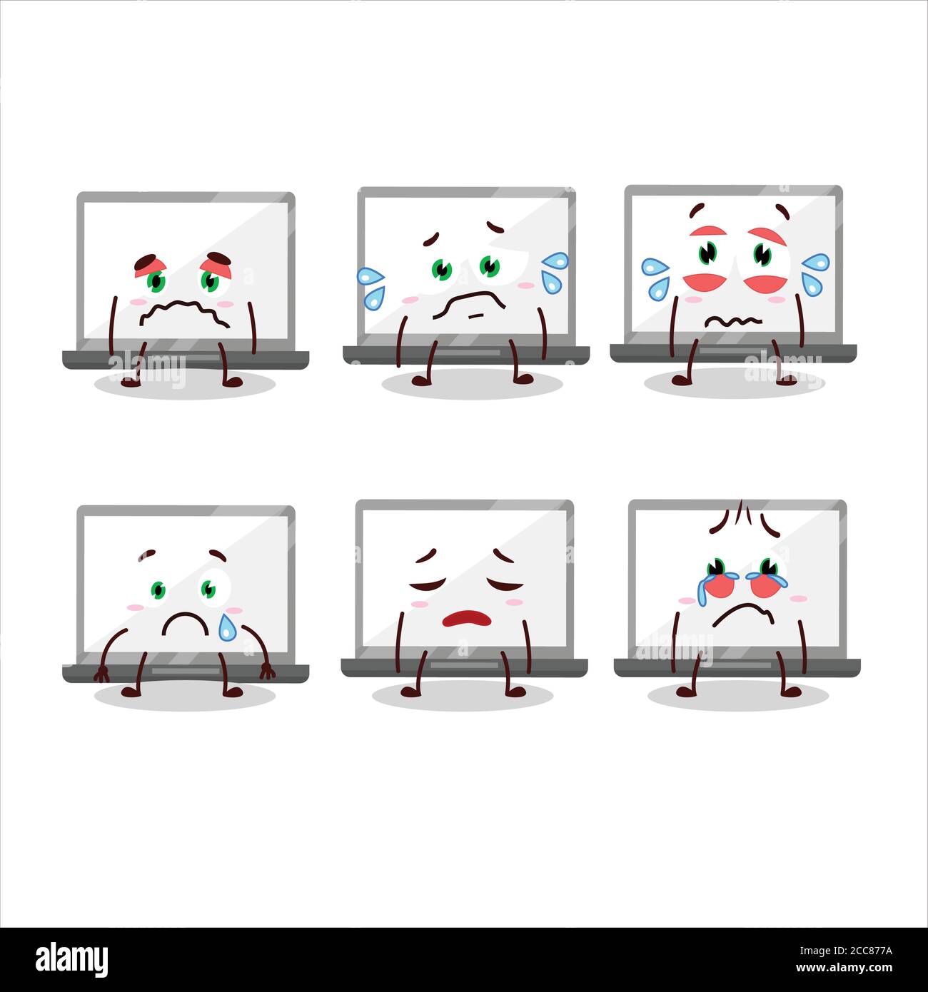 Laptop cartoon in character with sad expression Stock Vector Image ...