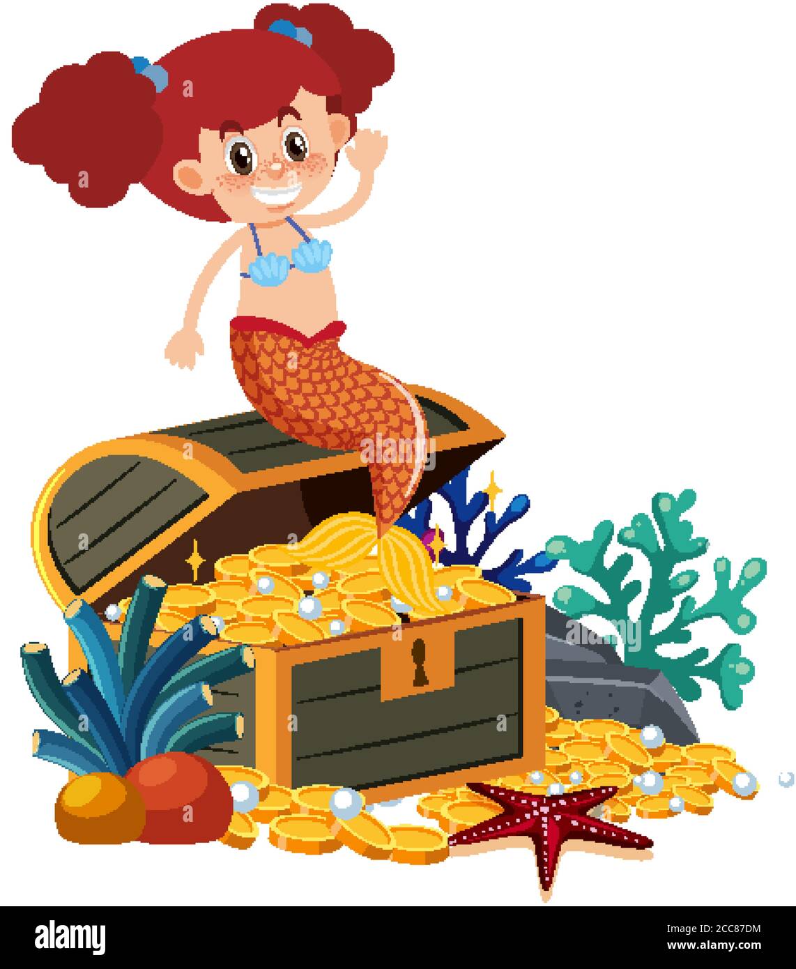 Happy mermaid on white background illustration Stock Vector Image & Art ...