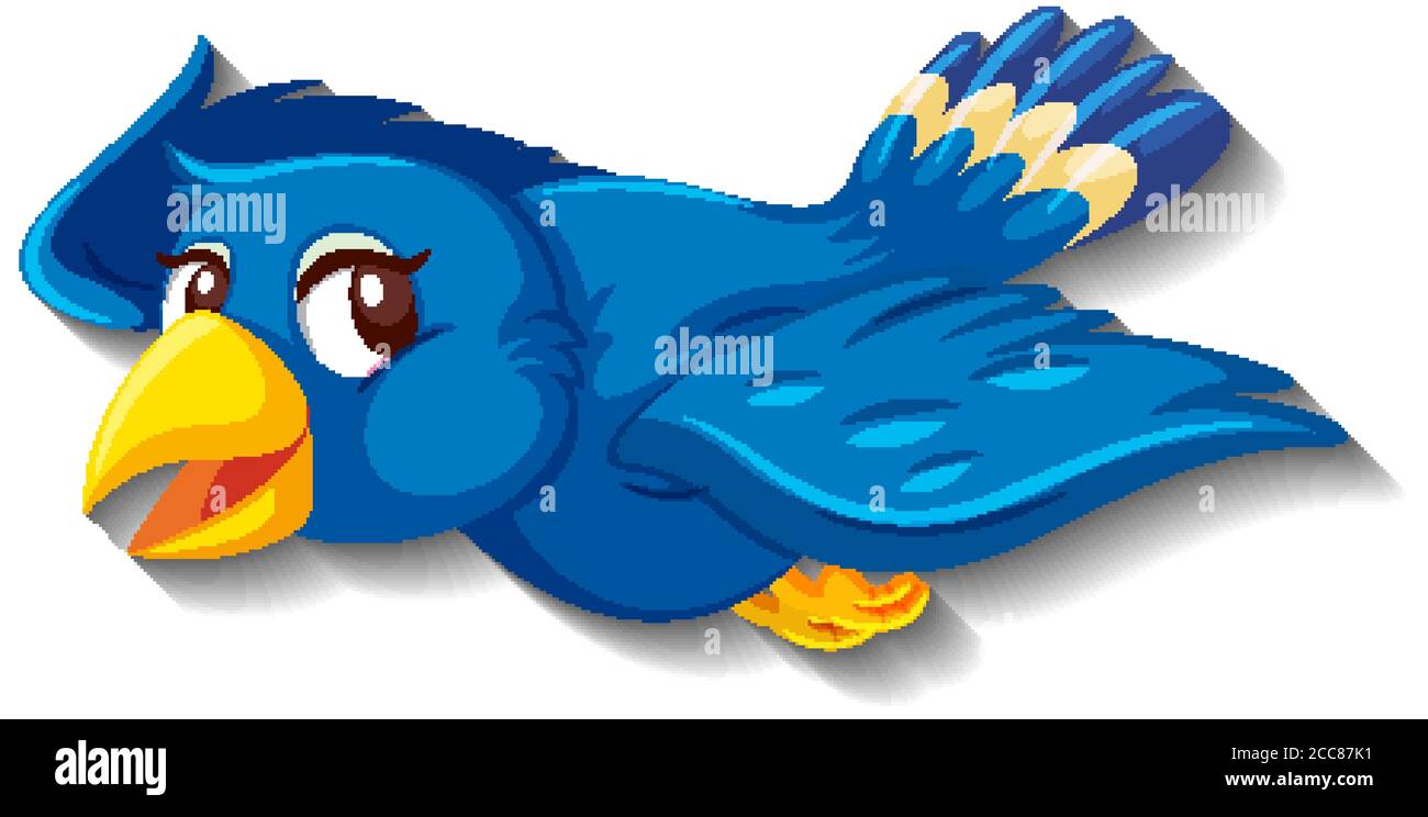 Cute blue bird cartoon character illustration Stock Vector Image & Art ...