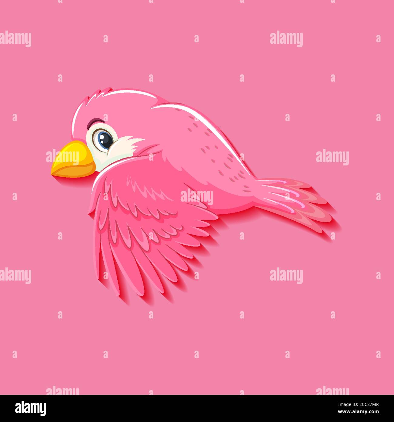 Cute pink bird cartoon character illustration Stock Vector Image & Art ...