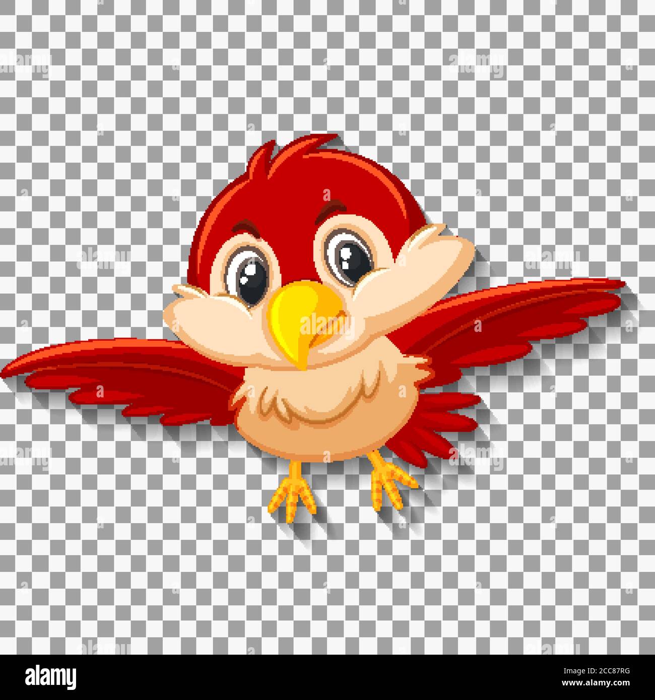 Cute red bird cartoon character illustration Stock Vector Image & Art ...