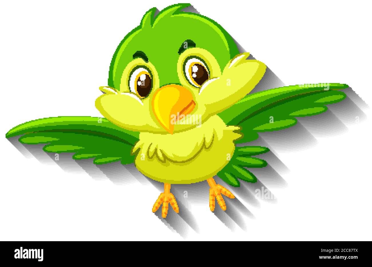 Cute green bird cartoon character illustration Stock Vector Image & Art ...