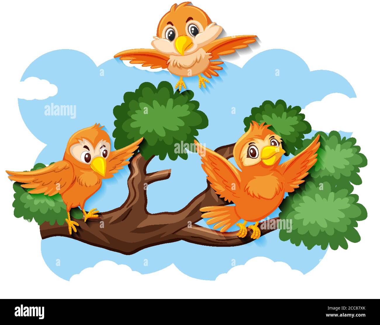 Happy bird flying in nature illustration Stock Vector Image & Art - Alamy