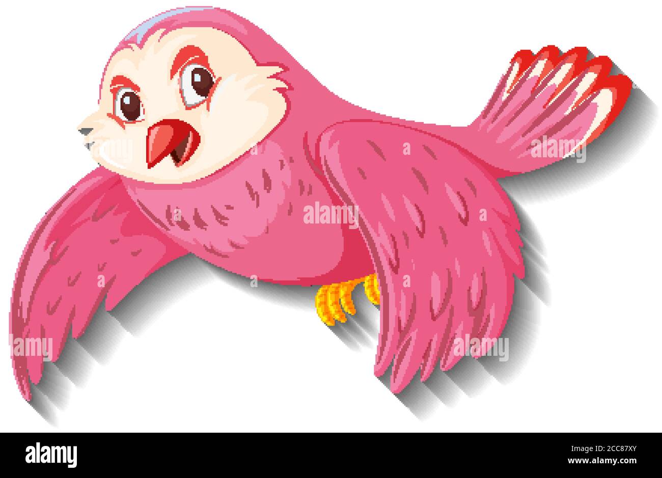 Cute pink bird cartoon character illustration Stock Vector Image & Art ...