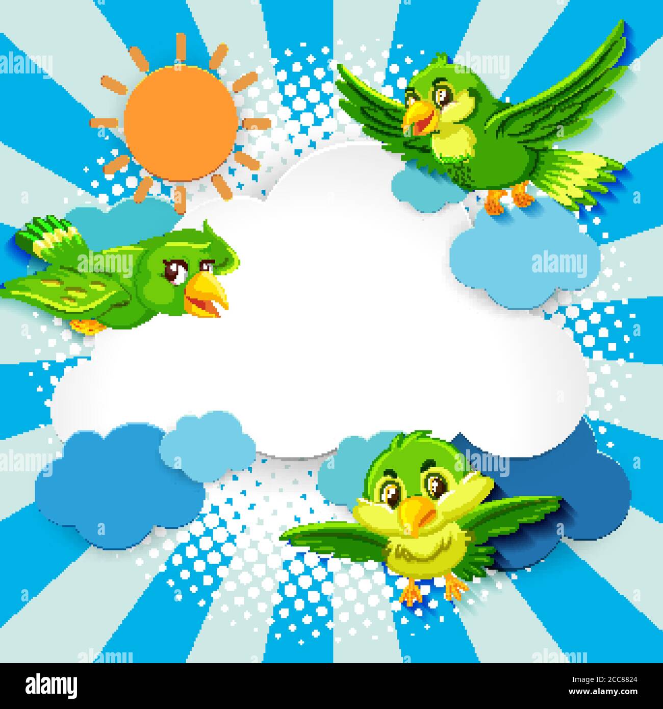 Bird fancy banner comic cartoon style illustration Stock Vector Image ...