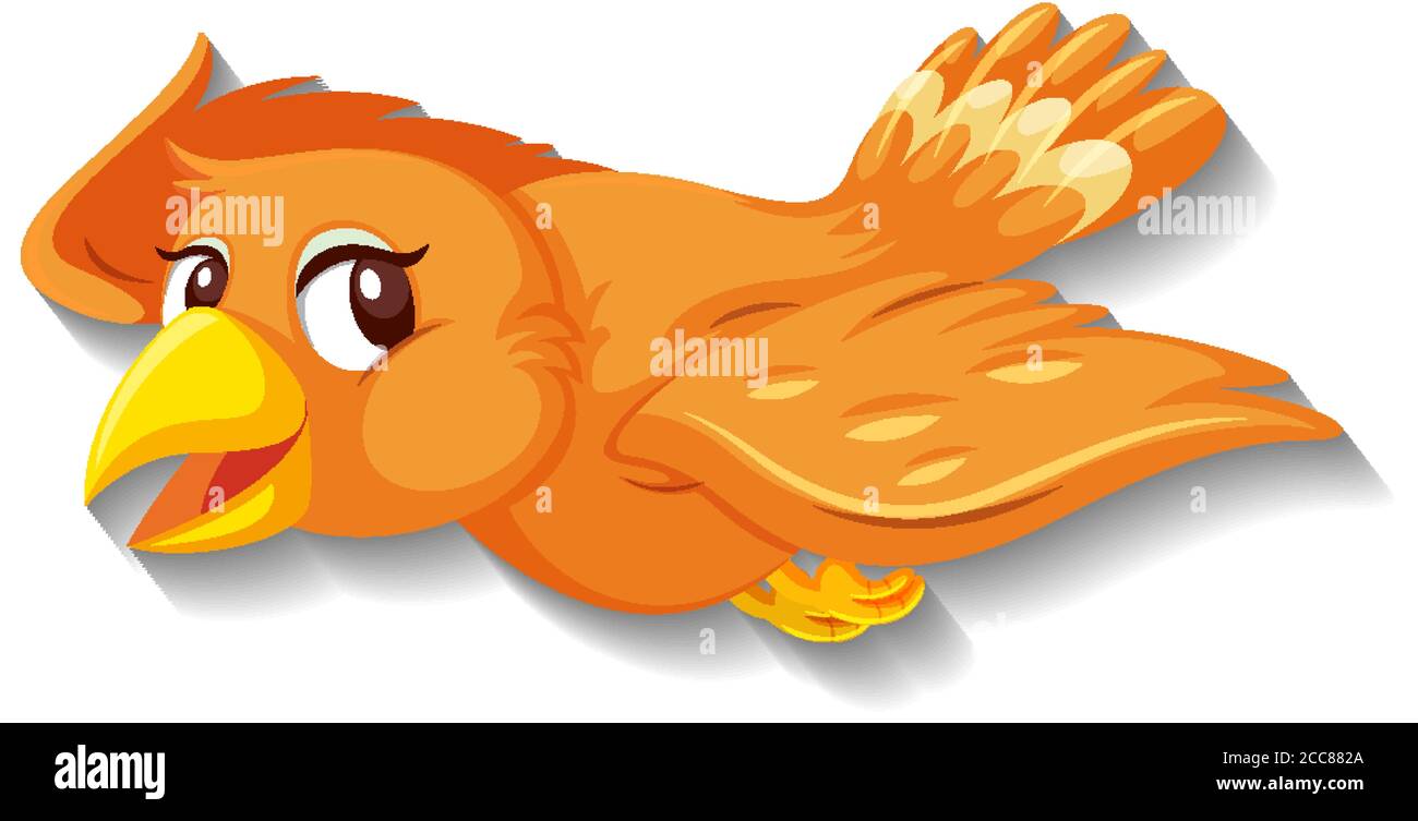 Cute orange bird cartoon character illustration Stock Vector Image ...
