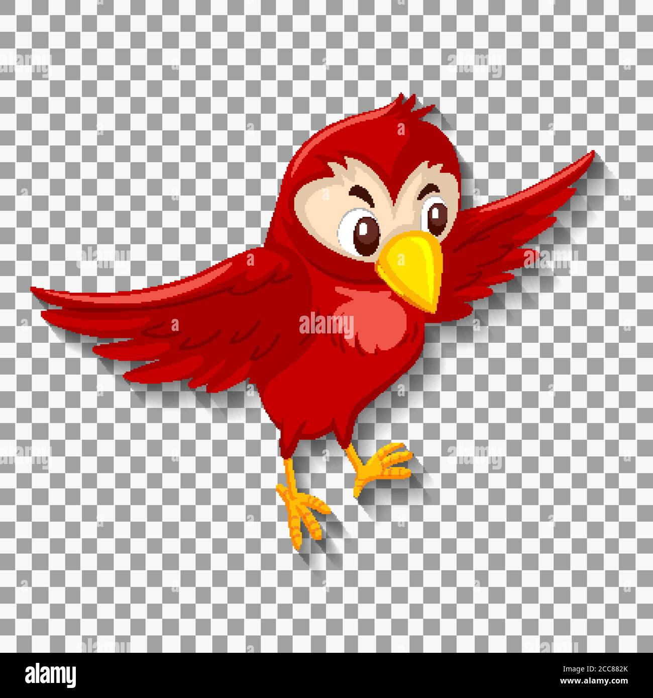 Cute red bird cartoon character illustration Stock Vector Image & Art ...
