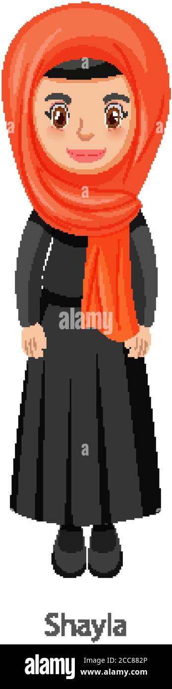 A woman wearing Shayla Islamic traditional veil cartoon character ...