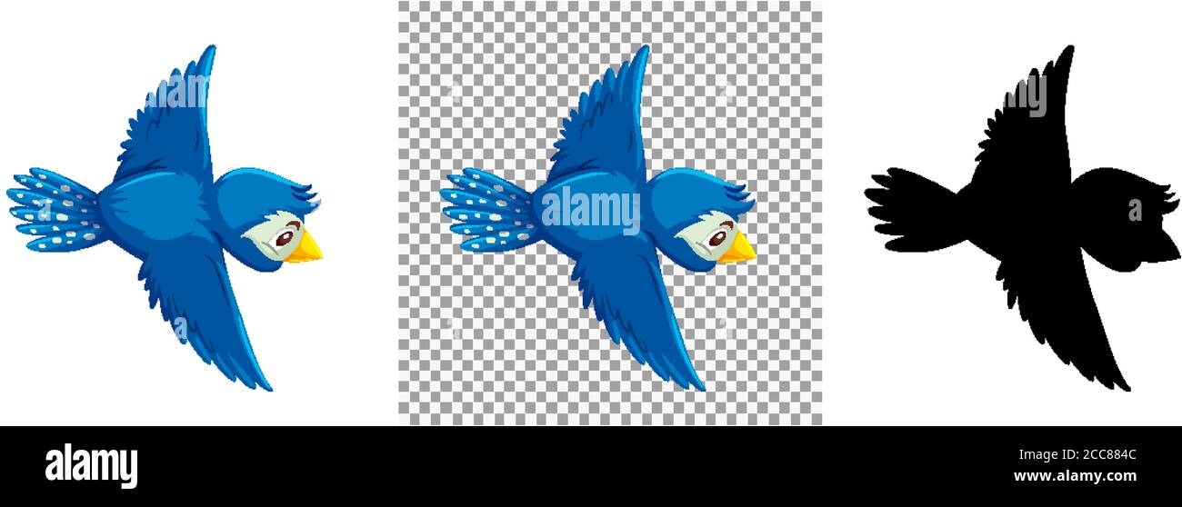 Cute blue bird cartoon character illustration Stock Vector Image & Art ...
