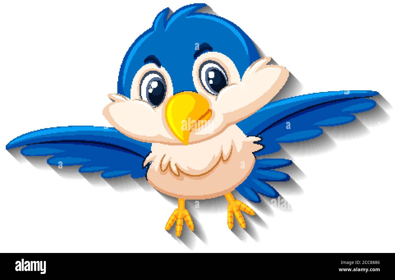 Cute blue bird cartoon character illustration Stock Vector Image & Art ...