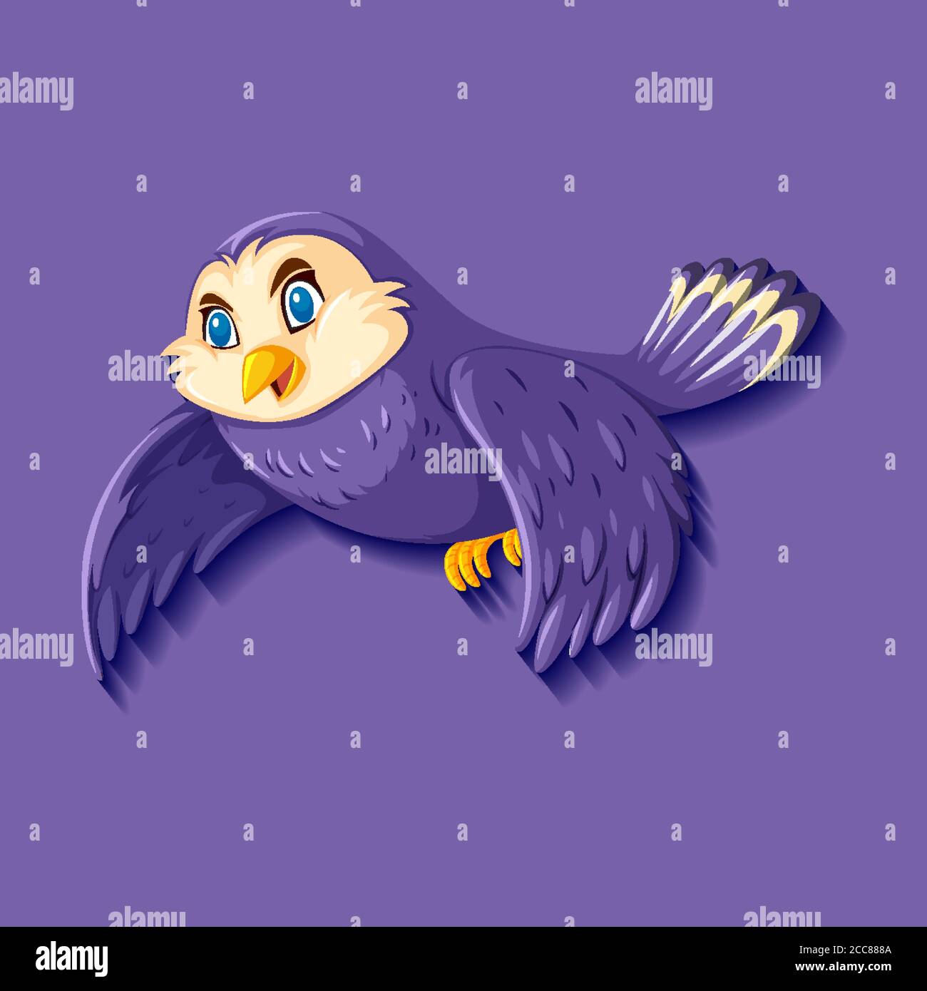 Cute purple bird cartoon character illustration Stock Vector Image ...