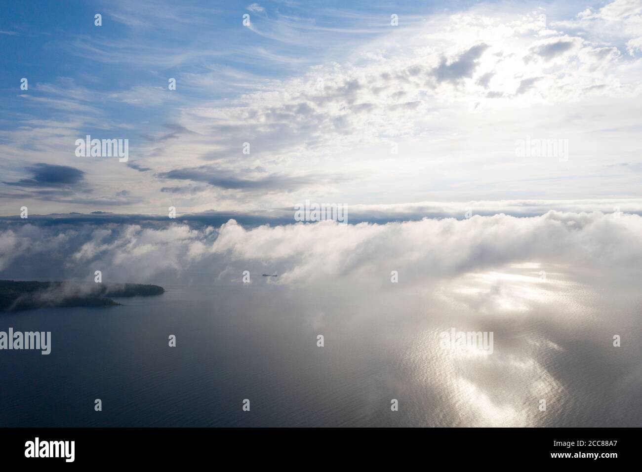 Aerial view clouds over the sea. View from drone. Aerial top view ...