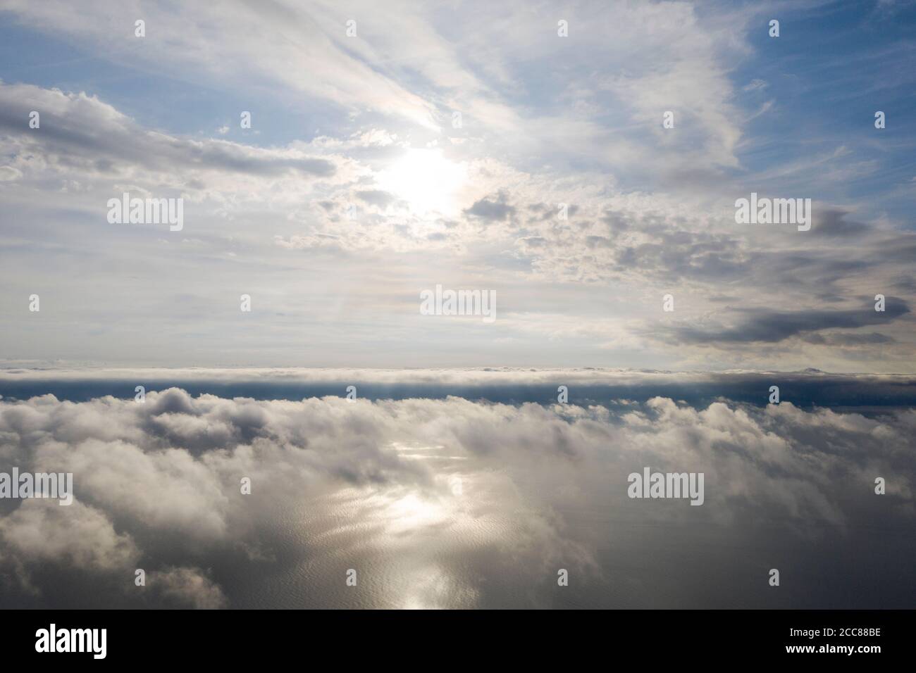 Aerial view clouds over the sea. View from drone. Aerial top view ...