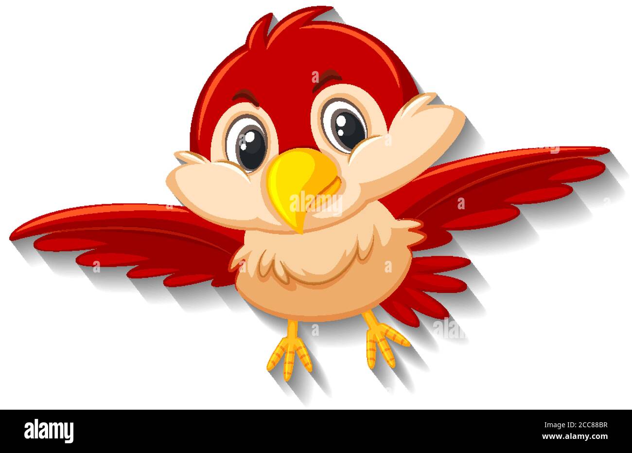 Cute red bird cartoon character illustration Stock Vector Image & Art ...