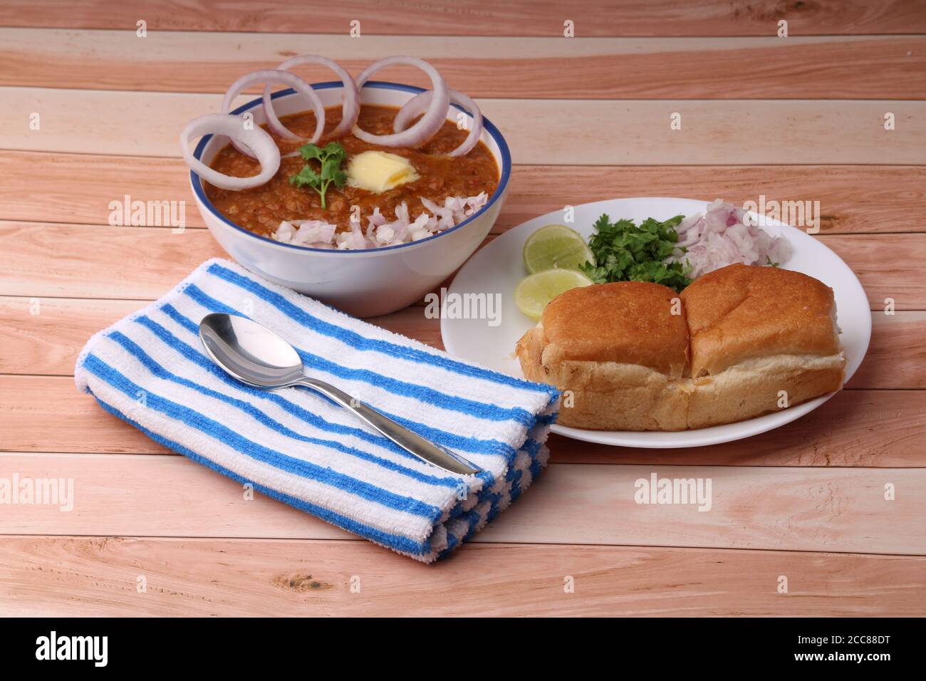 Pav Bhaji is a fast food dish from India, Thick and spicy vegetable ...