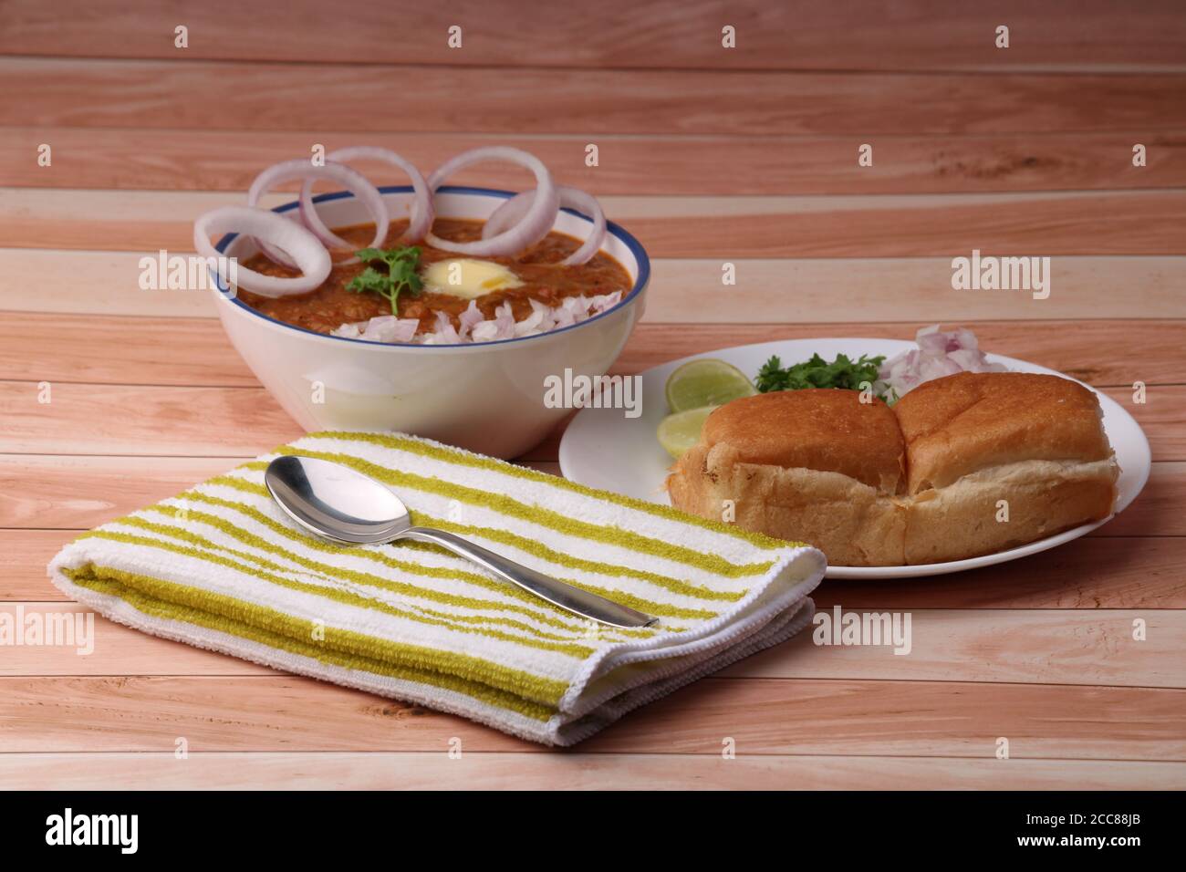 Pav Bhaji is a fast food dish from India, Thick and spicy vegetable ...