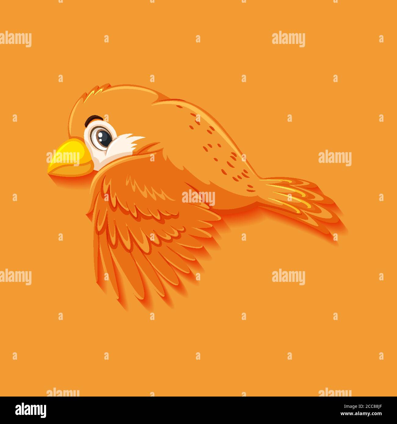 Cute orange bird cartoon character illustration Stock Vector Image ...