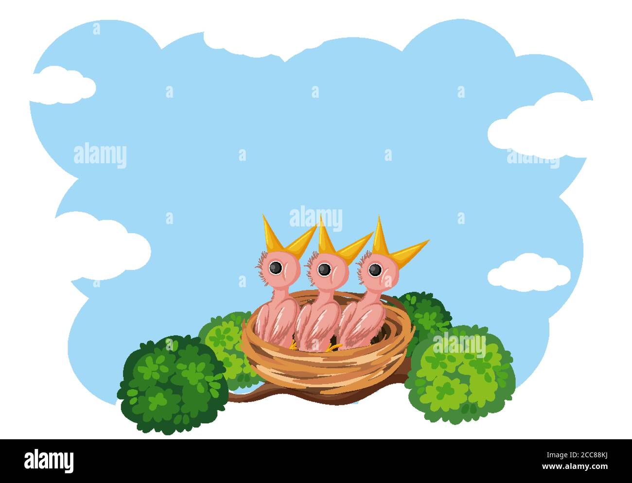 Chicks and its mother bird in nature illustration Stock Vector Image ...