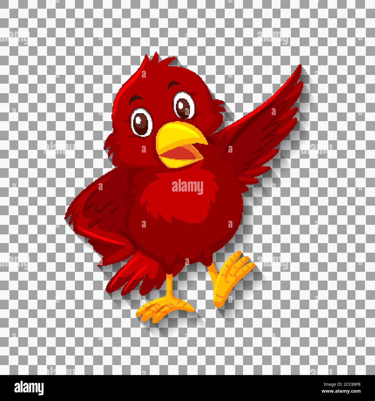 Cute red bird cartoon character illustration Stock Vector Image & Art ...