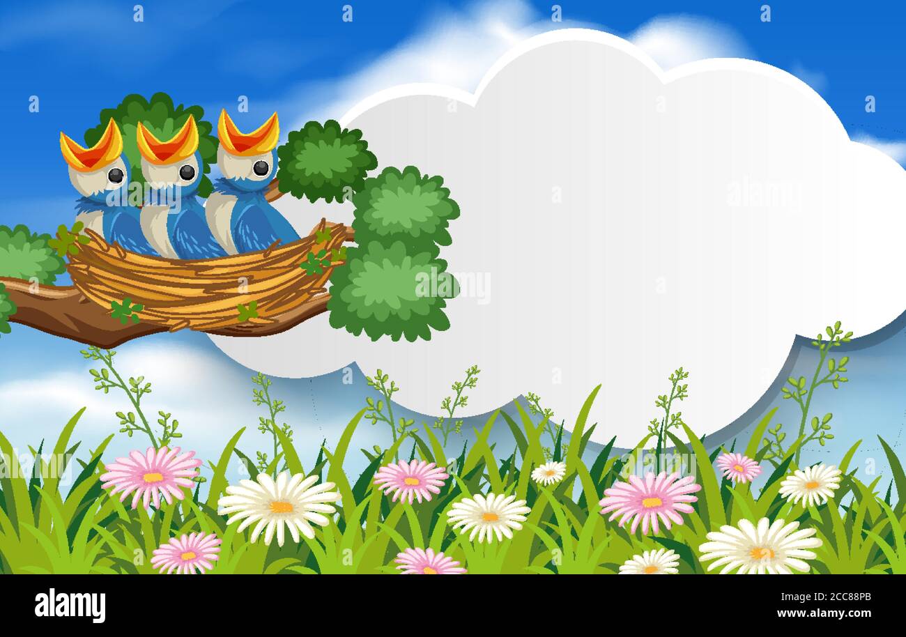 Bird in nature banner template illustration Stock Vector Image & Art ...