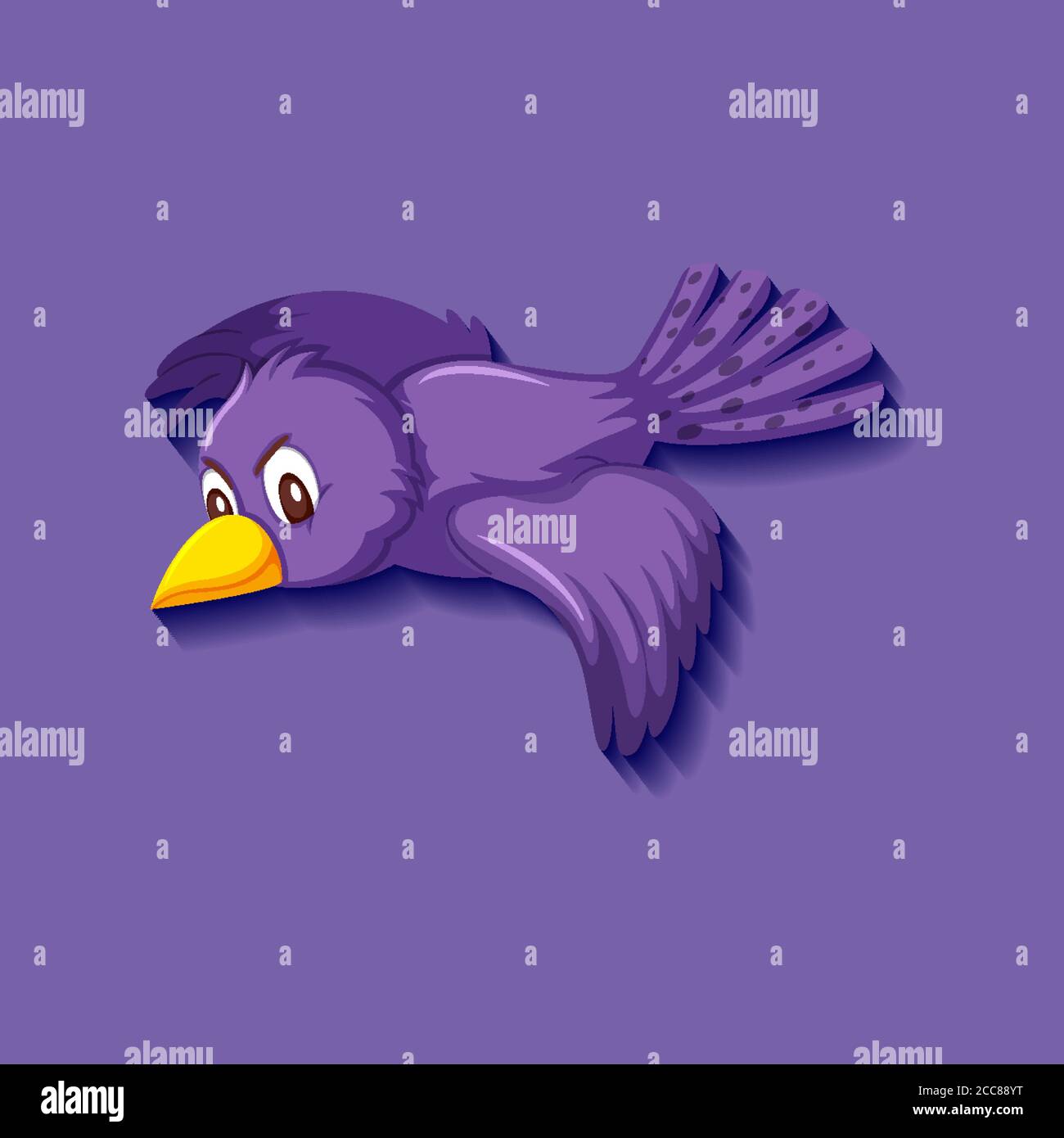 Cute purple bird cartoon character illustration Stock Vector Image ...