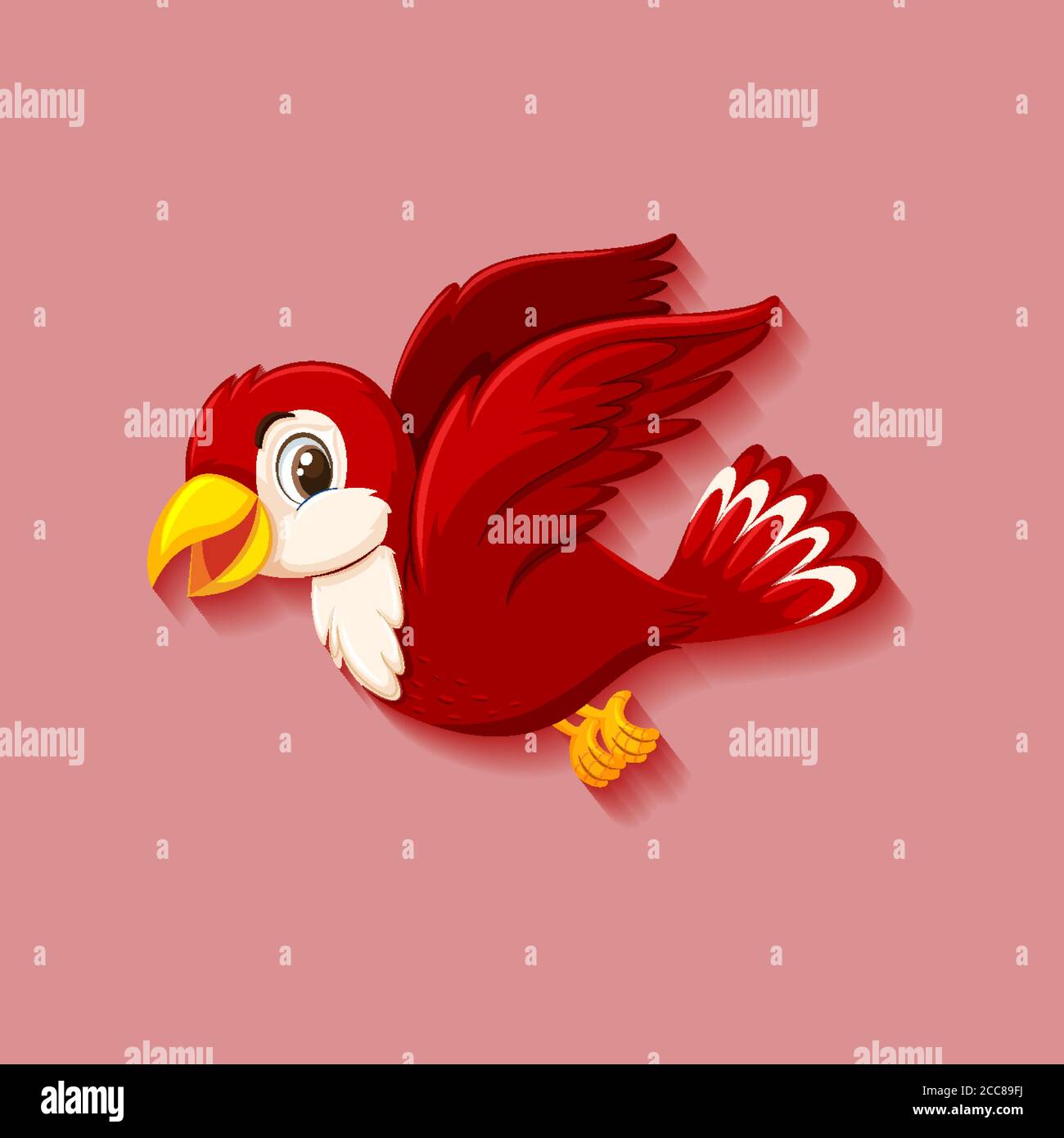 Cute red bird cartoon character illustration Stock Vector Image & Art ...