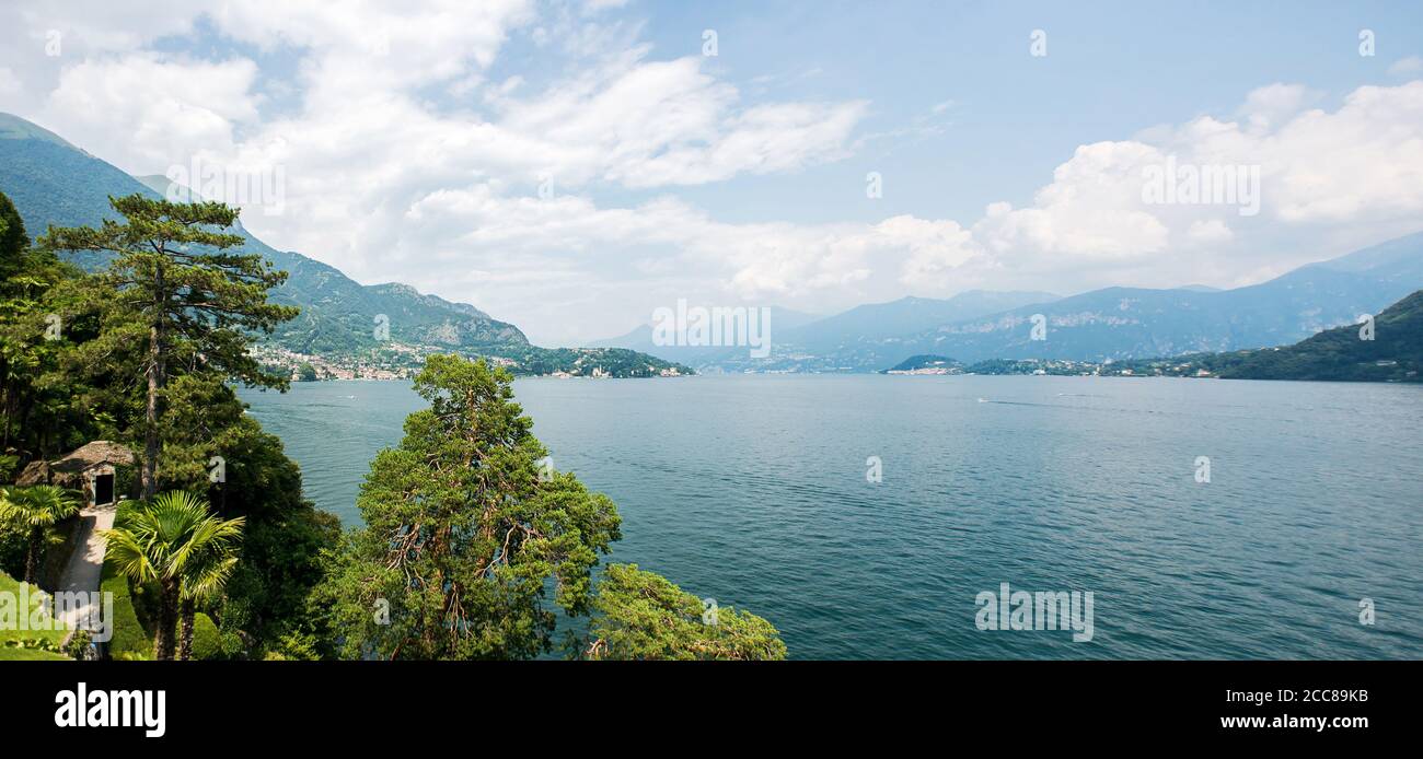 Panorama Lake Como in Italy. View in the Direction of the town Bellagio. Cloudy Sky Stock Photo ...