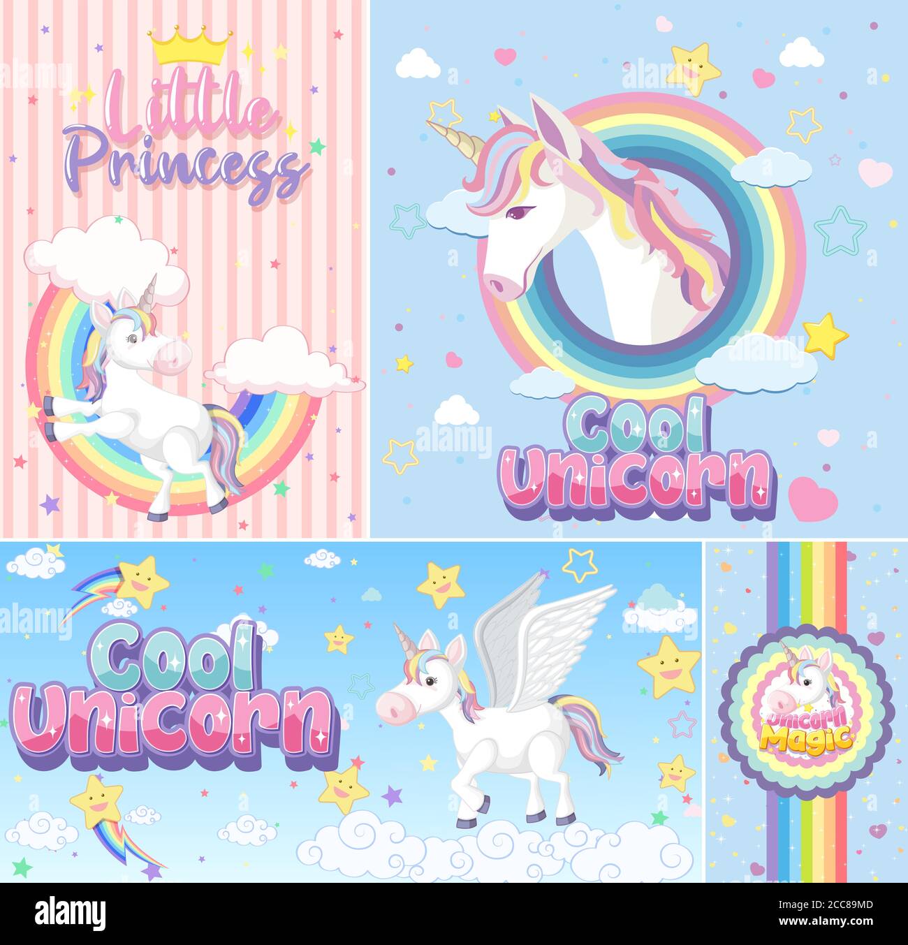 Cute unicorn banner on pastel background color illustration Stock ...