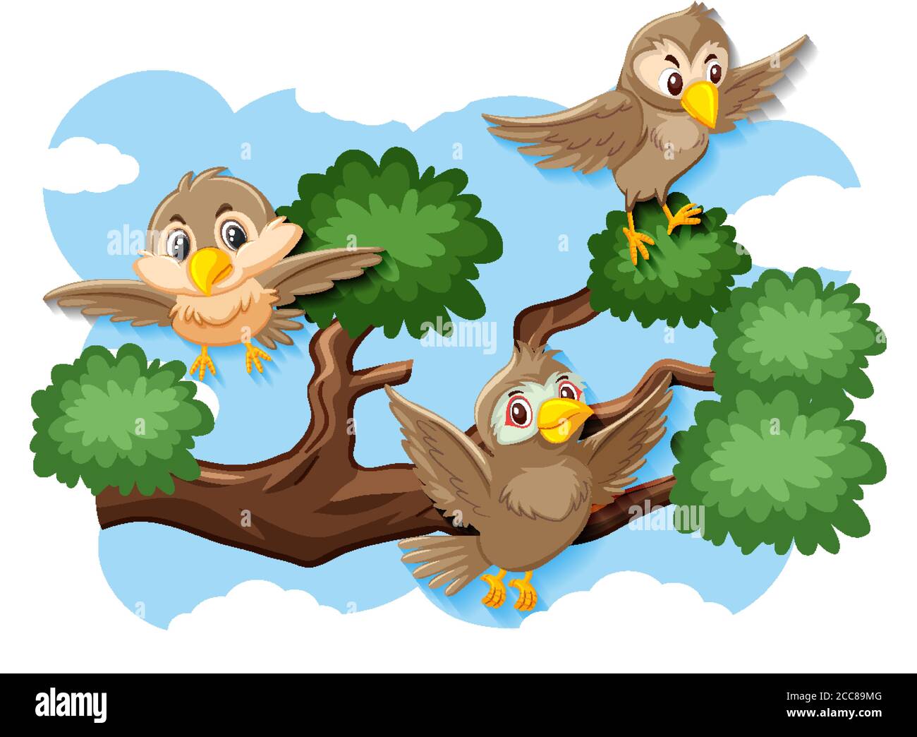 Happy bird flying in nature illustration Stock Vector Image & Art - Alamy