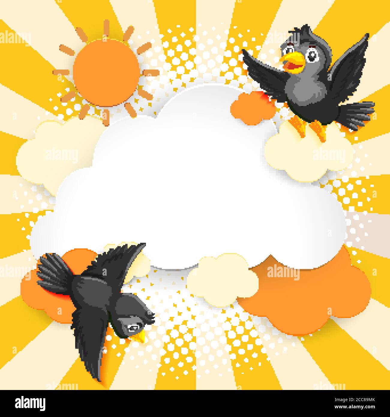 Bird fancy banner comic cartoon style illustration Stock Vector Image ...