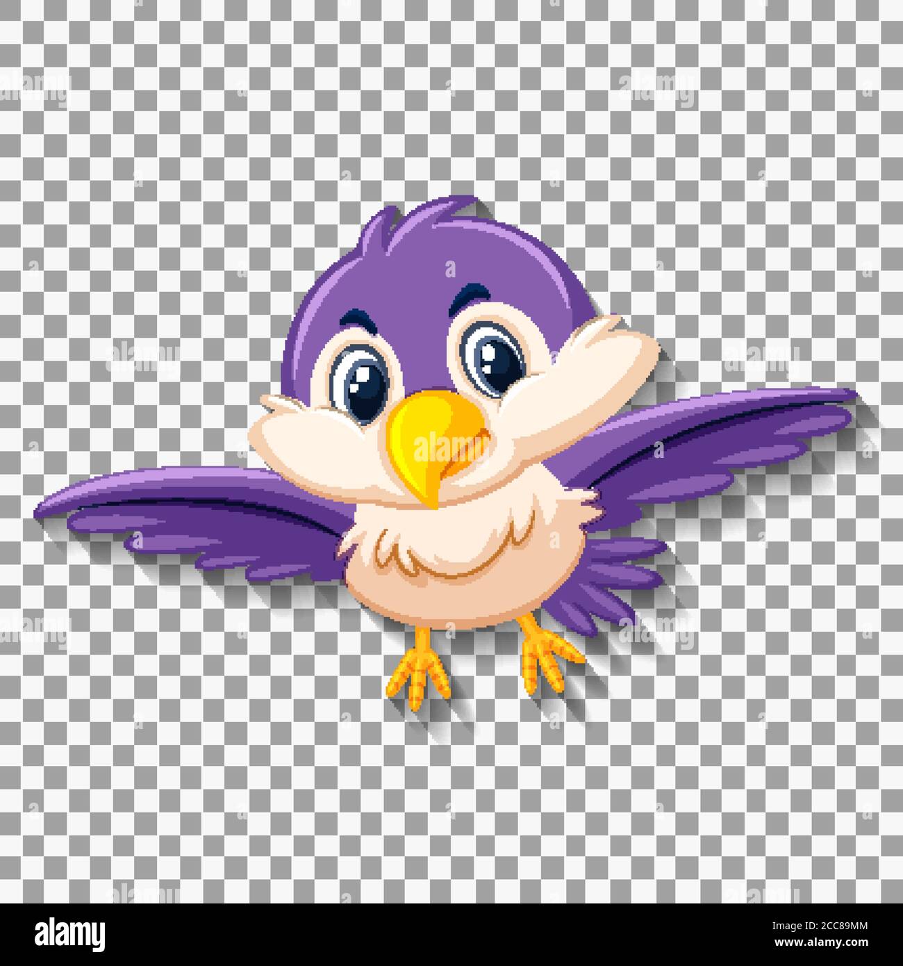 Cute purple bird cartoon character illustration Stock Vector Image ...