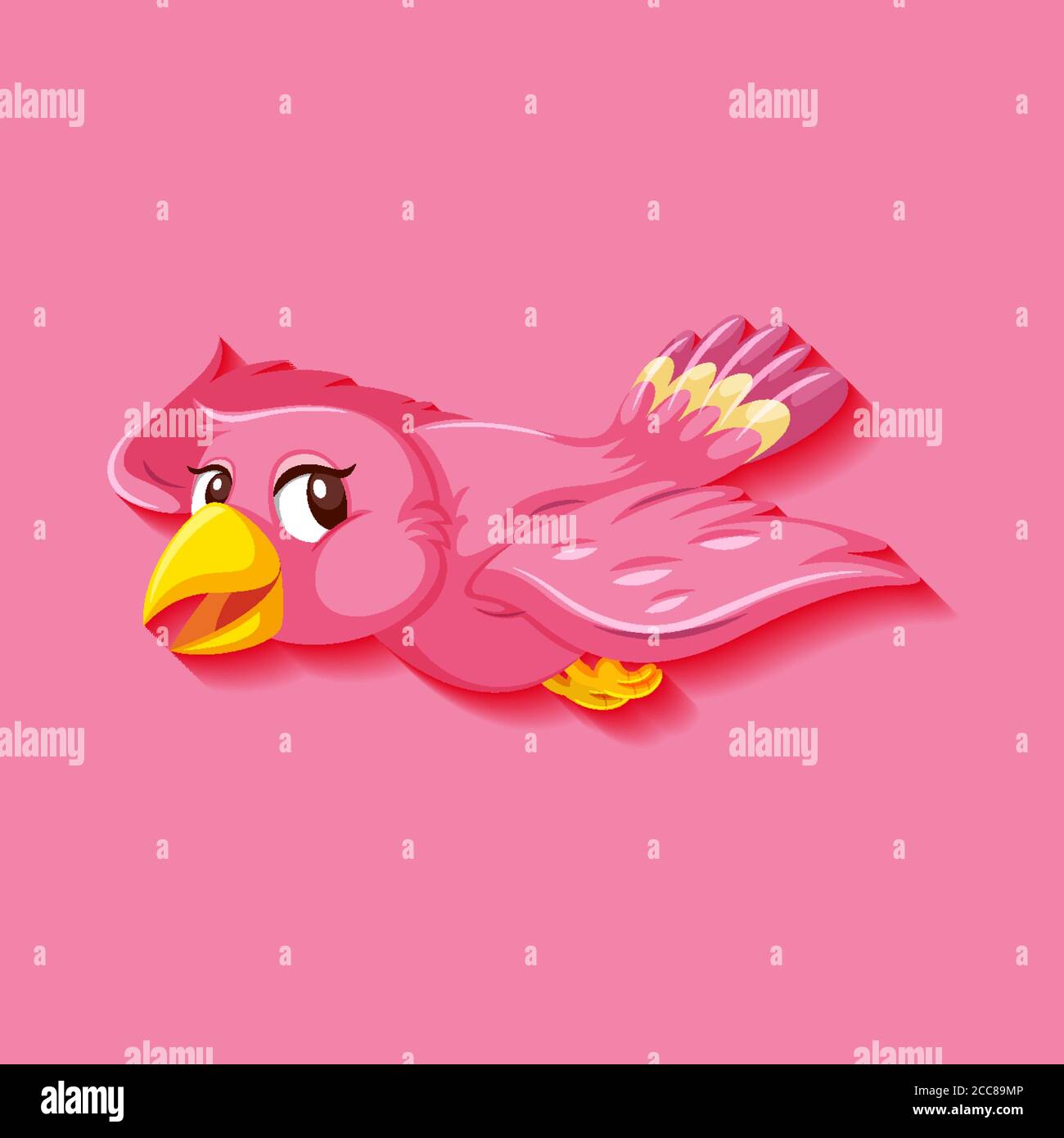 Cute pink bird cartoon character illustration Stock Vector Image & Art ...