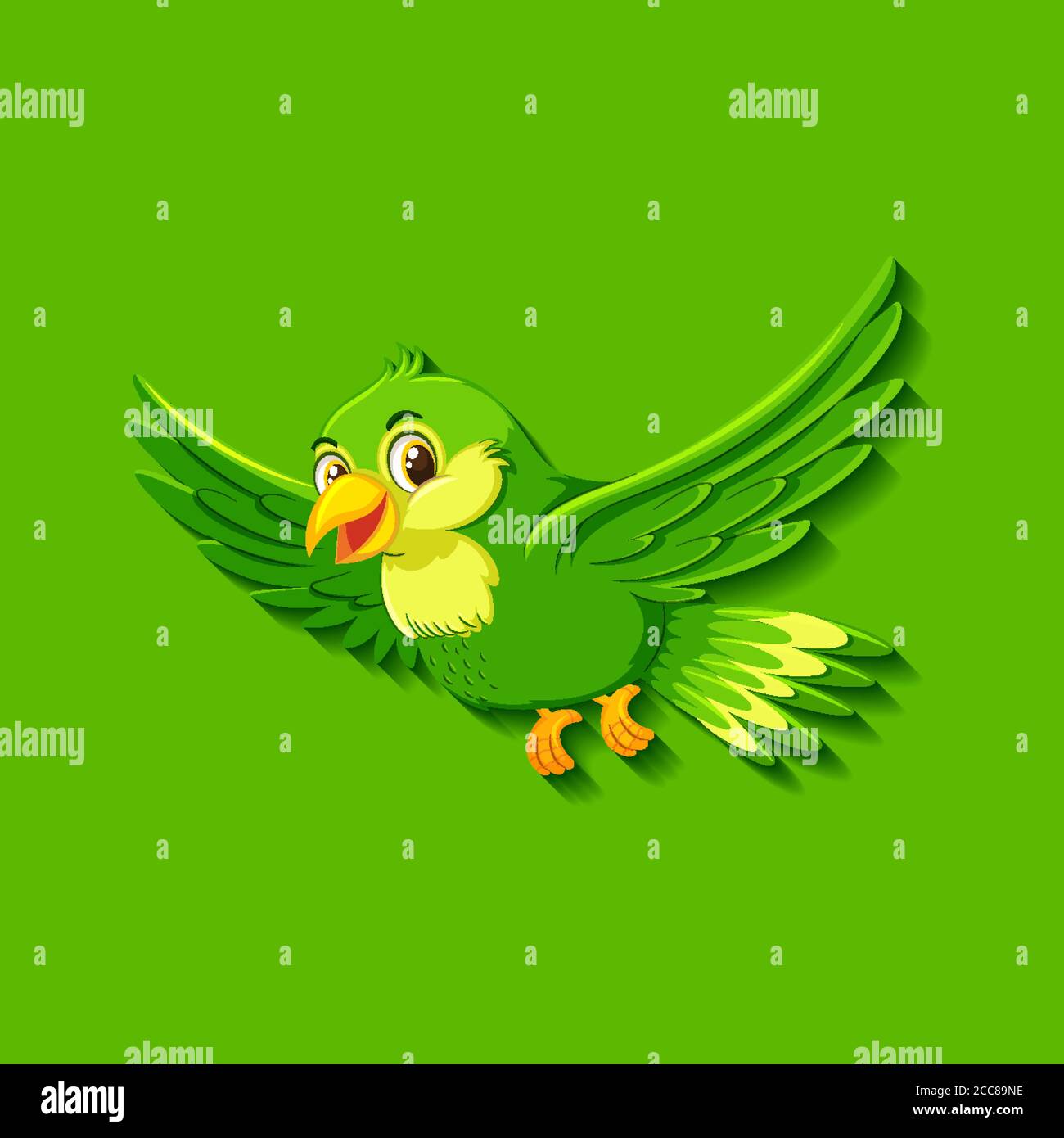 Cute green bird cartoon character illustration Stock Vector Image & Art ...