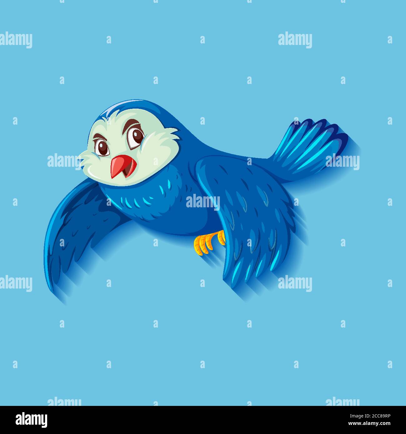 Cute blue bird cartoon character illustration Stock Vector Image & Art ...