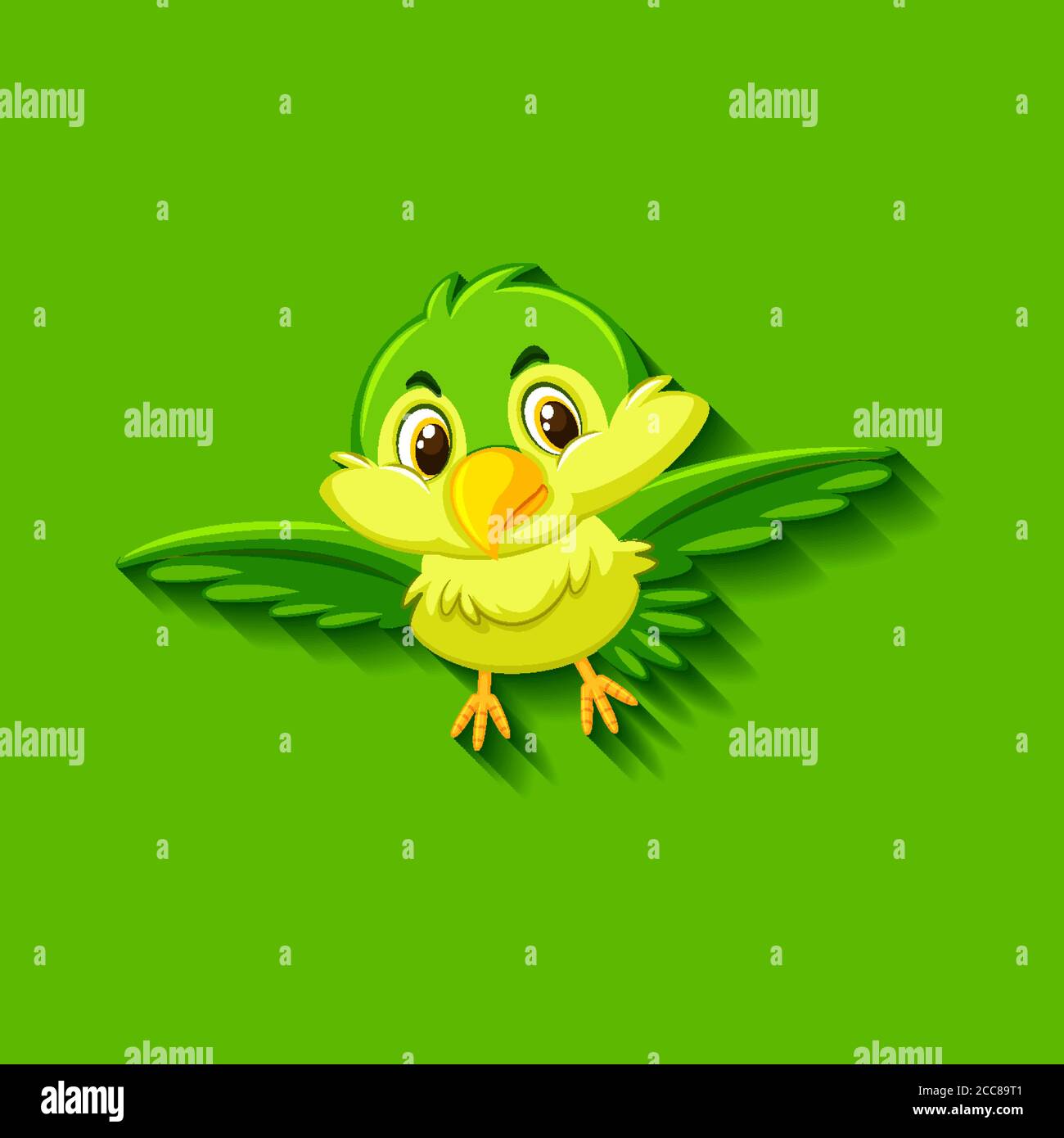 Cute green bird cartoon character illustration Stock Vector Image & Art ...