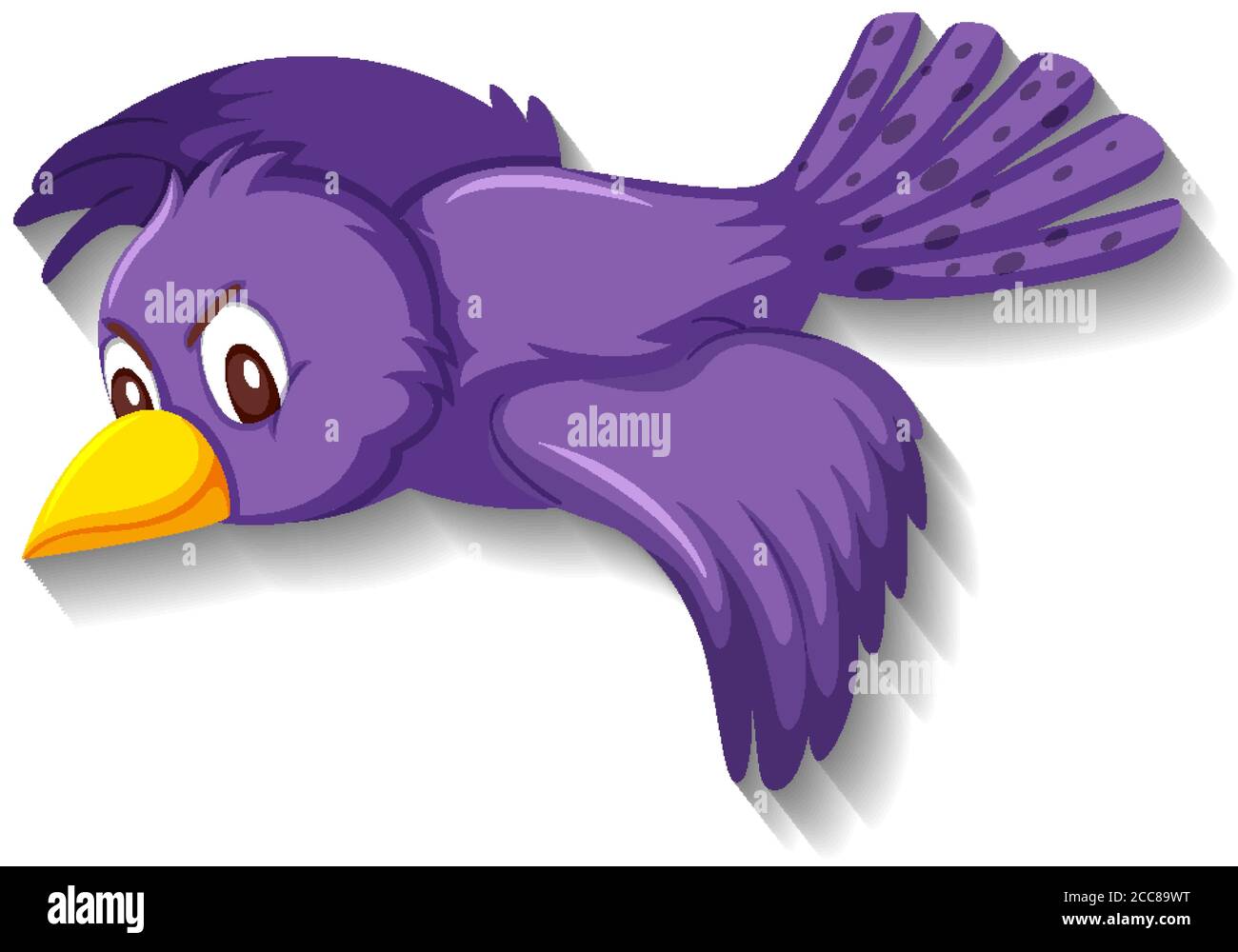 Cute purple bird cartoon character illustration Stock Vector Image ...