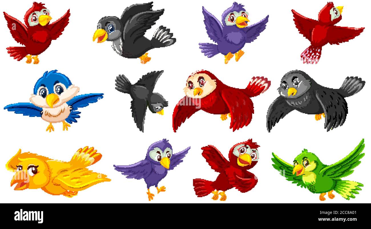 Set of bird cartoon character illustration Stock Vector Image & Art - Alamy