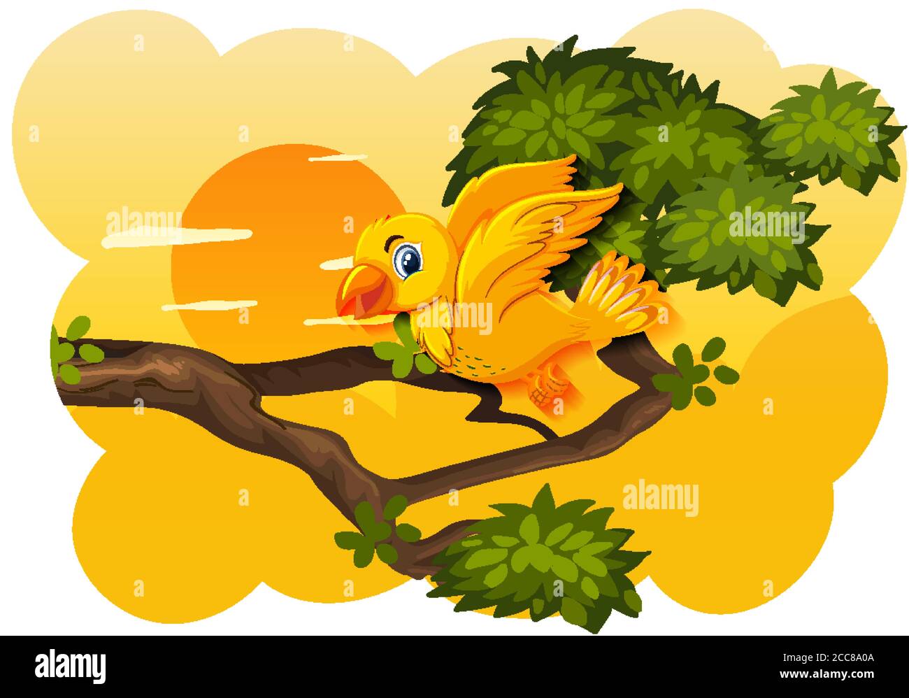 Bird in nature sunset scene illustration Stock Vector Image & Art - Alamy