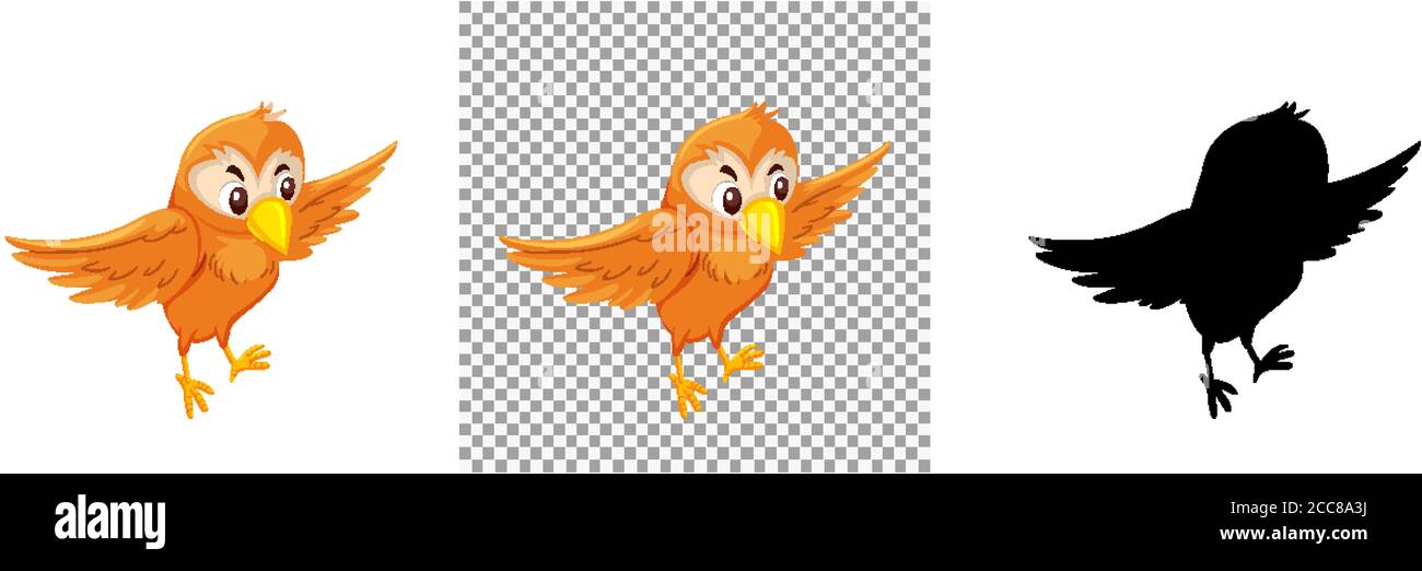 Cute orange bird cartoon character illustration Stock Vector Image ...