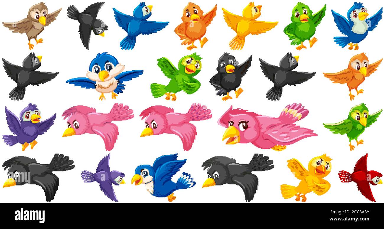 Set of bird cartoon character illustration Stock Vector Image & Art - Alamy