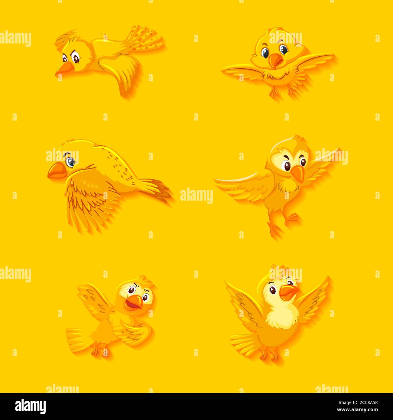 Cute yellow bird cartoon character illustration Stock Vector Image ...