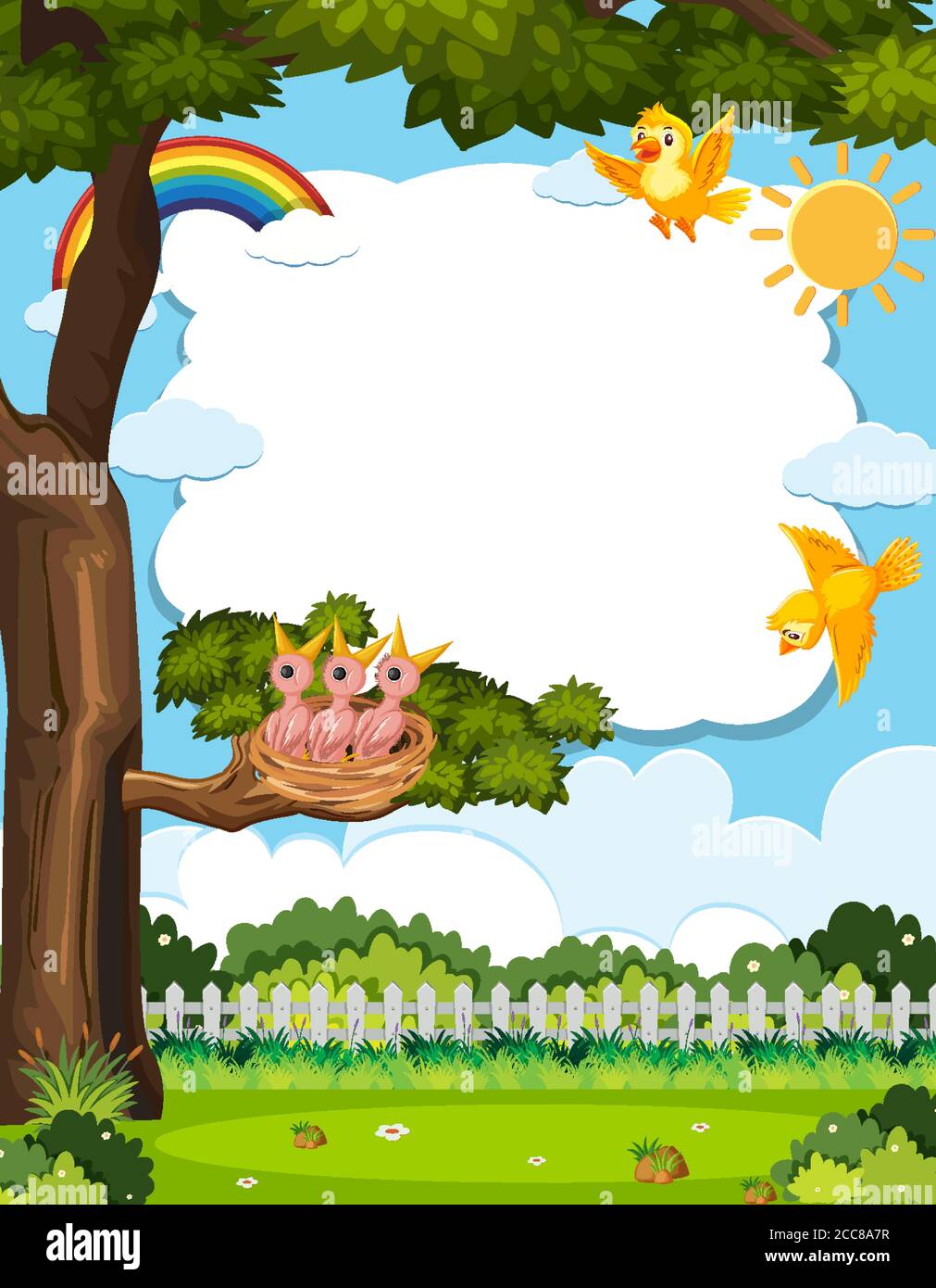 Birds in nature scene template illustration Stock Vector Image & Art ...