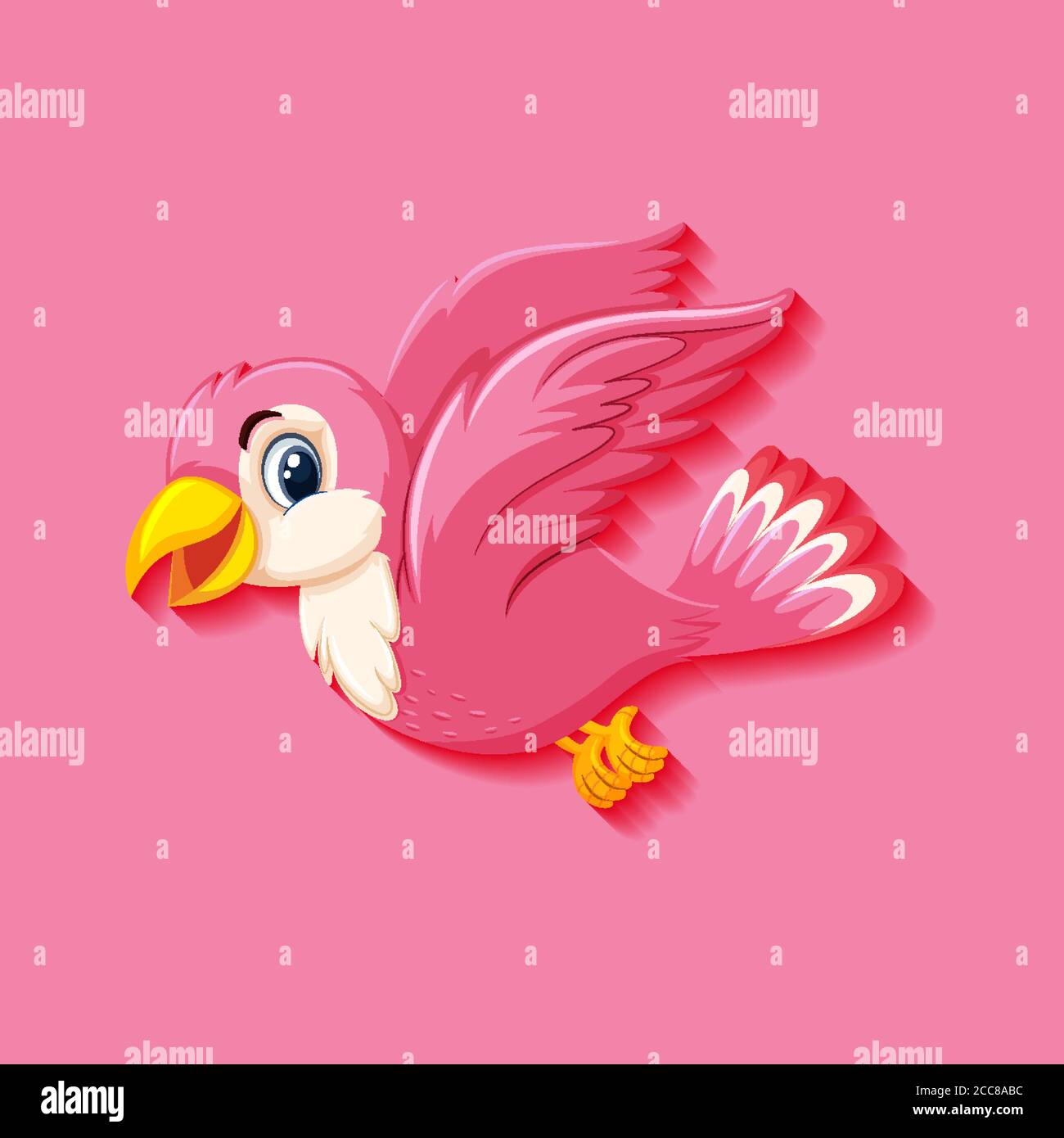 Cute pink bird cartoon character illustration Stock Vector Image & Art ...