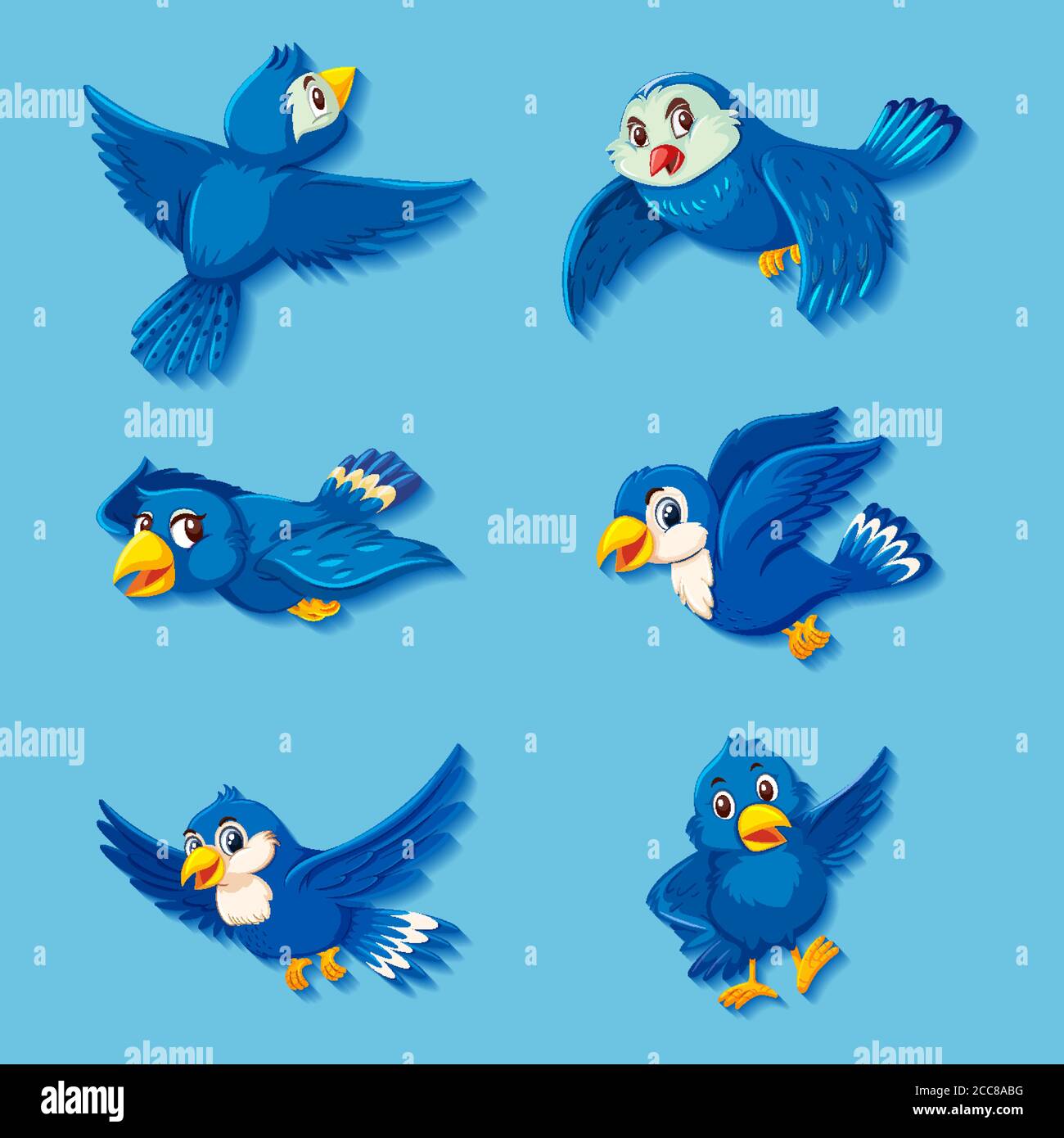 Cute blue bird cartoon character illustration Stock Vector Image & Art ...