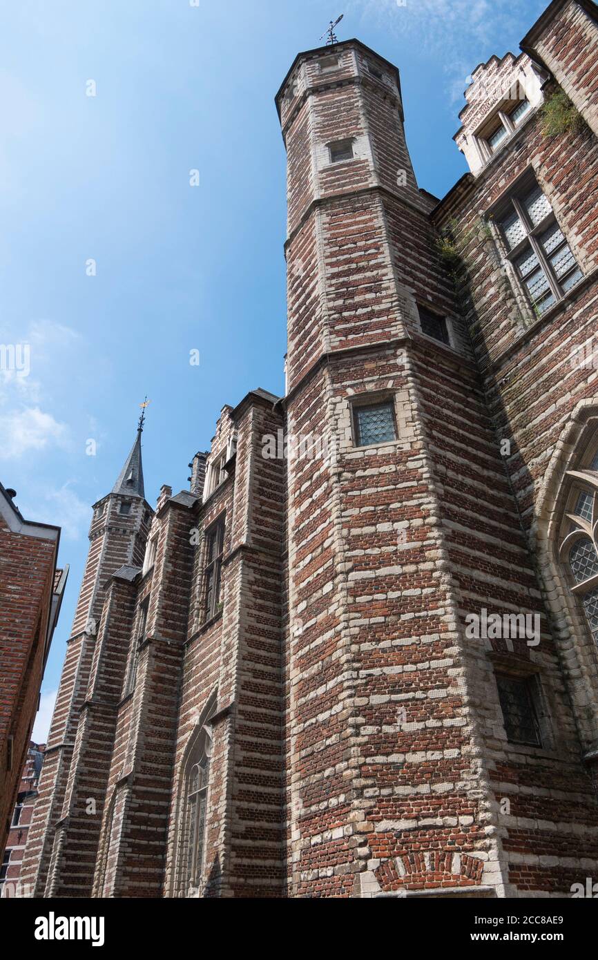 Antwerp, Belgium, July 19, 2020, The tower of the historical building ...