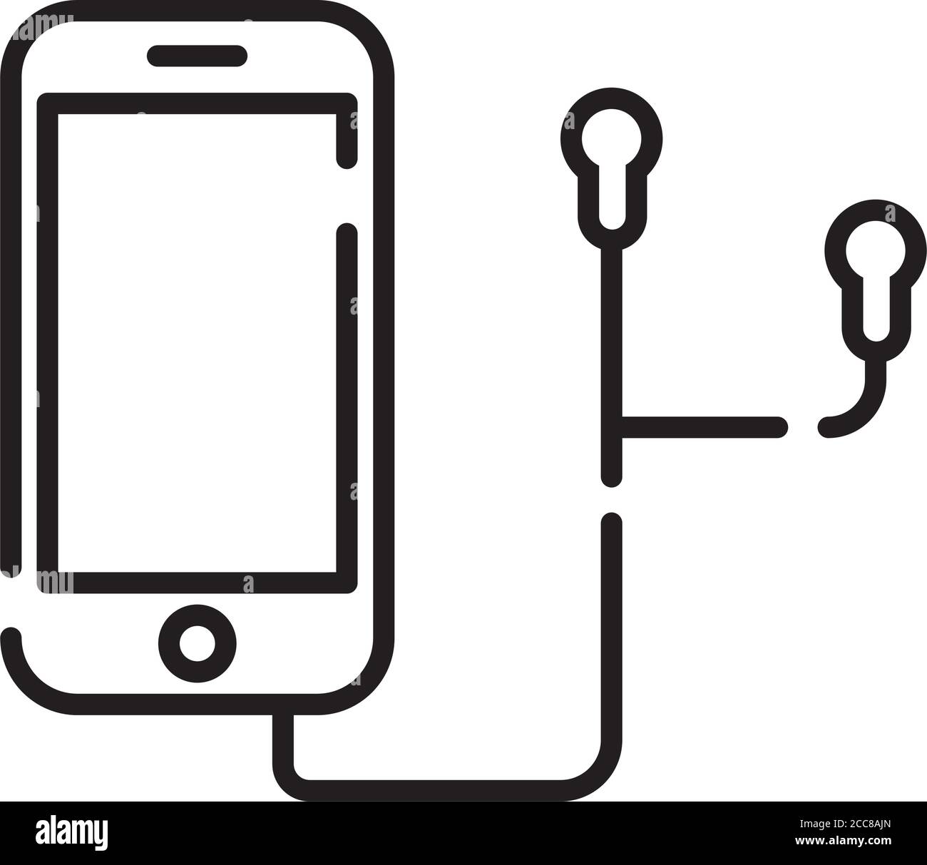 smartphone device with earphones line style icon vector illustration ...
