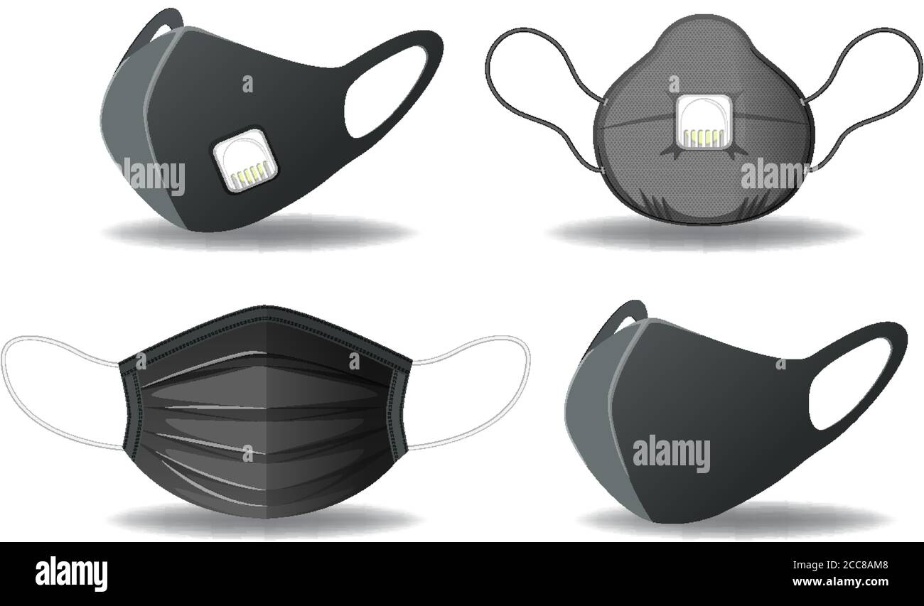 Set of black protection mask illustration Stock Vector Image & Art - Alamy