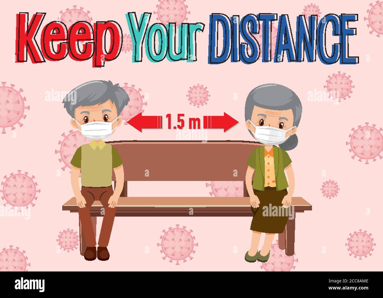 Keep your distance or social distancing with old people cartoon ...