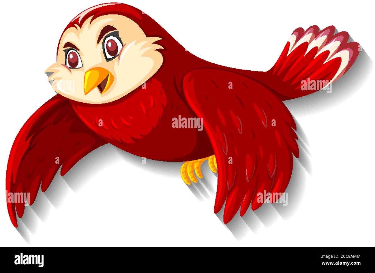 Cute red bird cartoon character illustration Stock Vector Image & Art ...